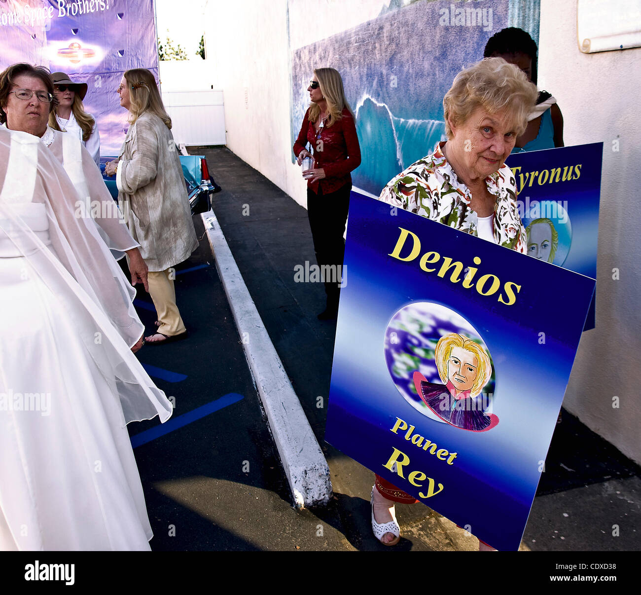 Oct. 15, 2011 - El Cajon, California, USA - Devotees hold placards ...