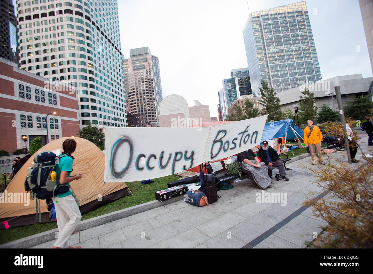 The Occupy Boston movement contiunes to grow in Dewey Square in Boston ...