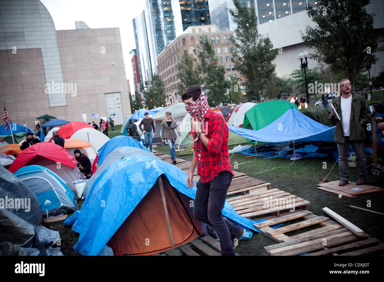 The Occupy Boston movement contiunes to grow in Dewey Square in Boston ...