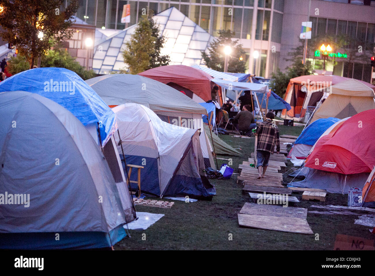 The Occupy Boston movement contiunes to grow in Dewey Square in Boston ...