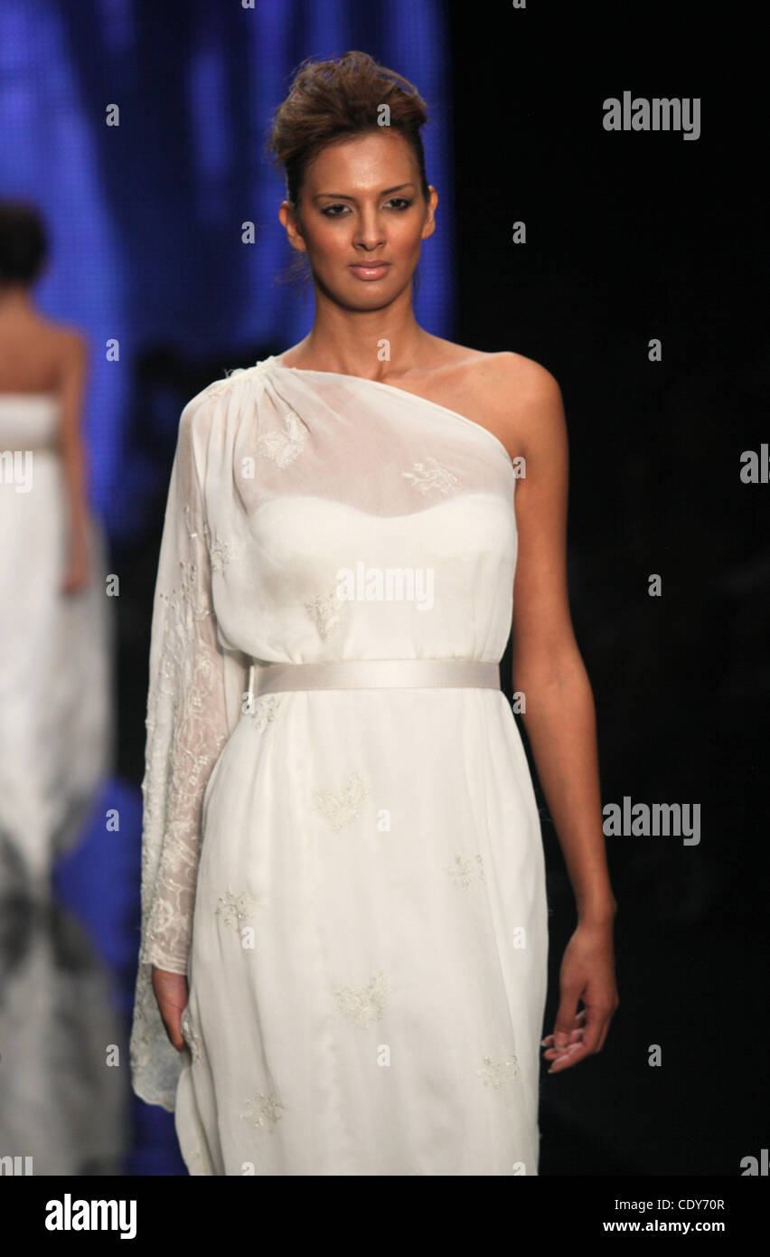 A model present a creation by Mexican fashion designer Clara Gonzalez ...