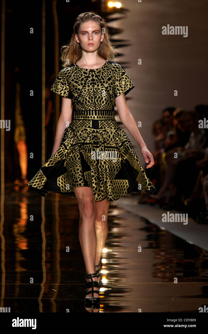 A model walks the runway for the CYNTHIA ROWLEY Spring 2012 Runway Show ...