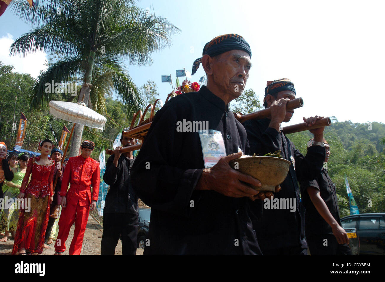 The indigenous Sundanese tribe parading with freshly harvested during ...