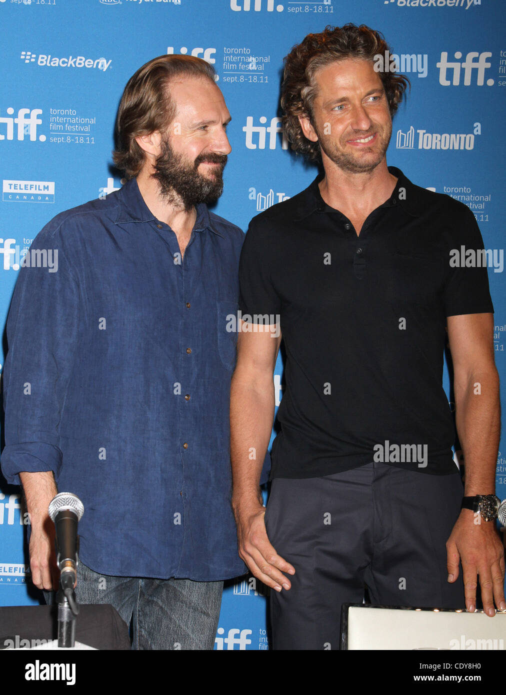 Sept. 12, 2011 - Toronto, ON, Canada - Ralph Fiennes with Gerard Butler ...