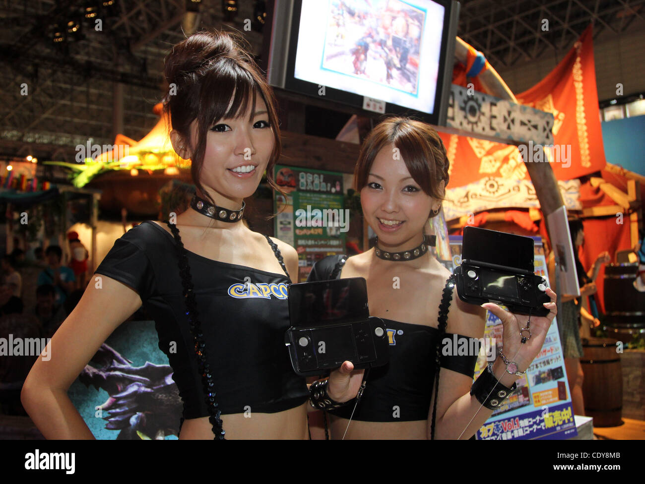 Sept. 15, 2011 - Chiba, Japan - Models promoting games at a booth for ...