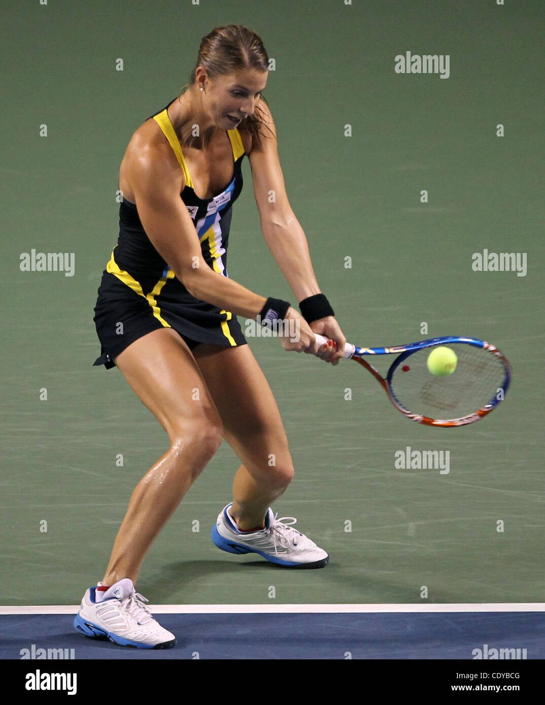 Sept. 26, 2011 - Tokyo, Japan - Mandy Minella of Luxembourg returns the ...