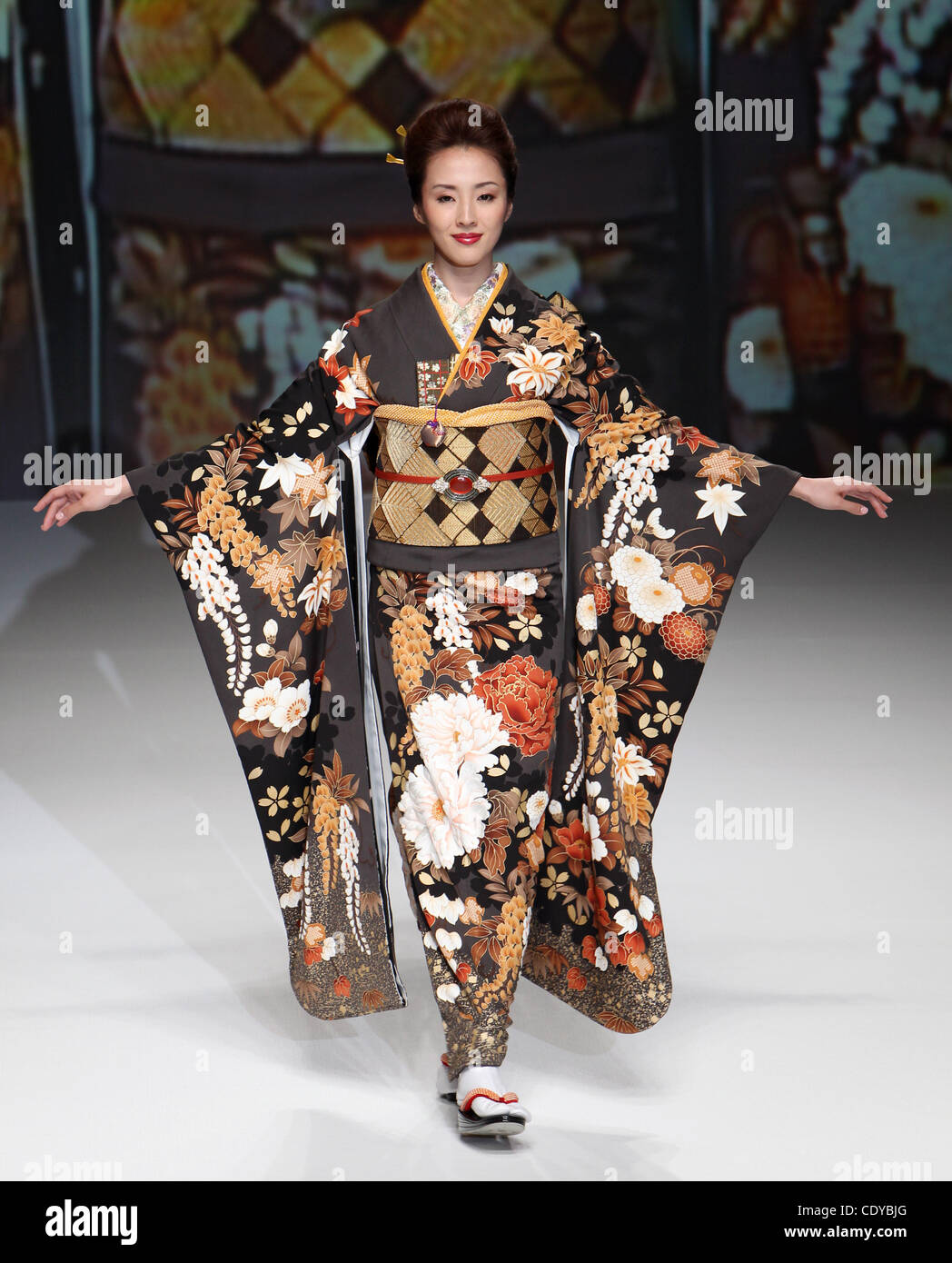 Oct 17 2011 Tokyo Japan Model Displays The Collection Of Yukiko Hanai 2011 Spring