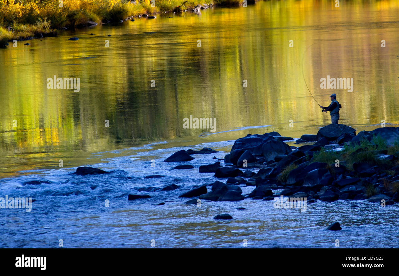 Oct. 26, 2011 - Glide, Oregon, U.S - With a backdrop of colorful fall ...