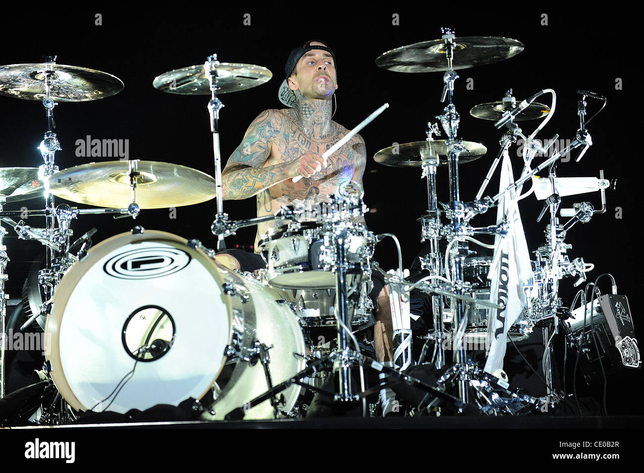 Travis barker drummer blink 182 performs hi-res stock photography and ...