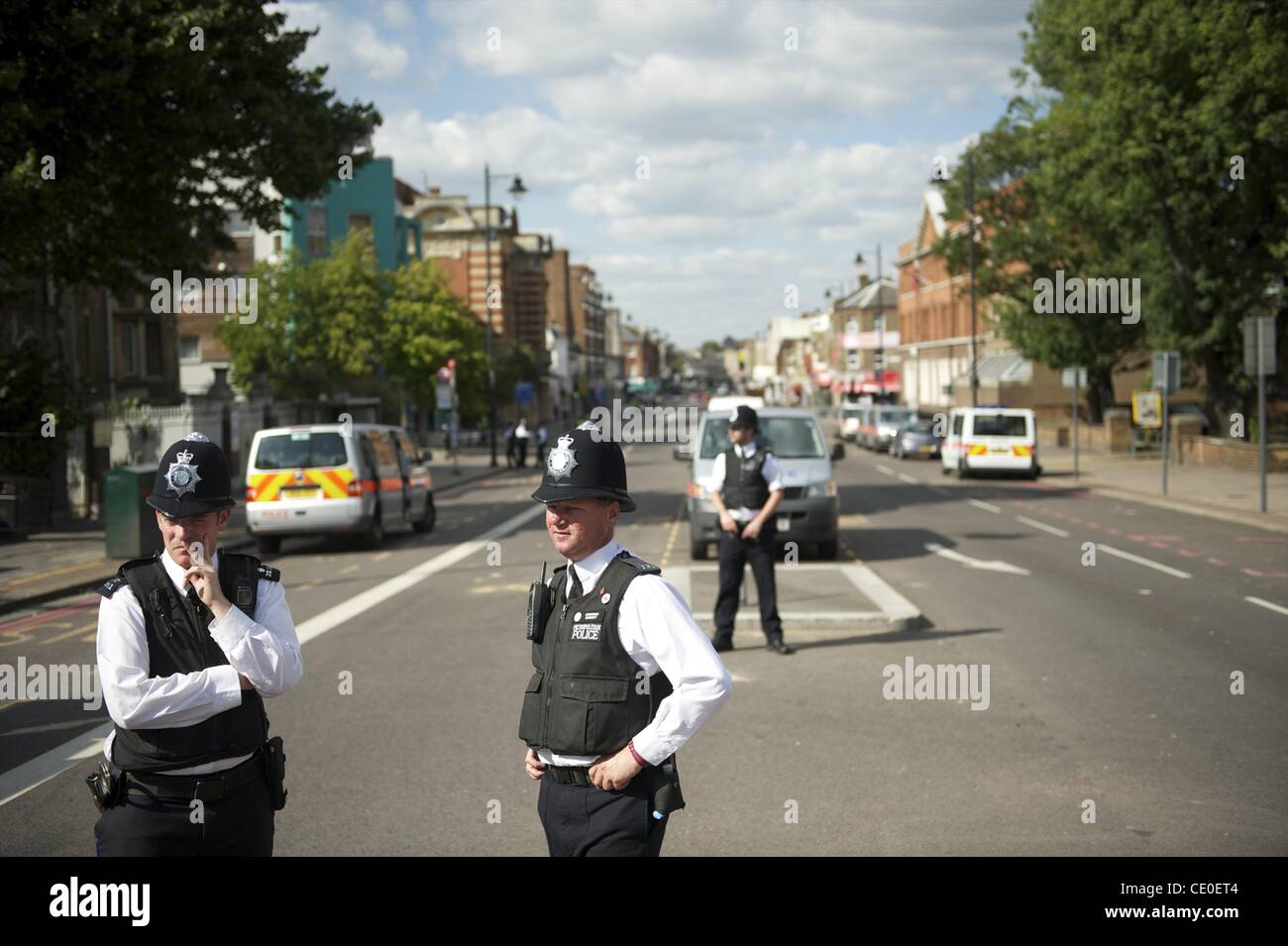 Aug. 9, 2011 - London, England, UK - Police patrol on Tottenham High ...