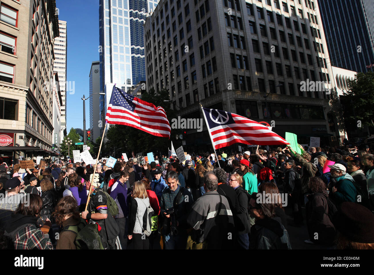 Thousands march in downtown Seattle at Westlake Park and Pike Place ...