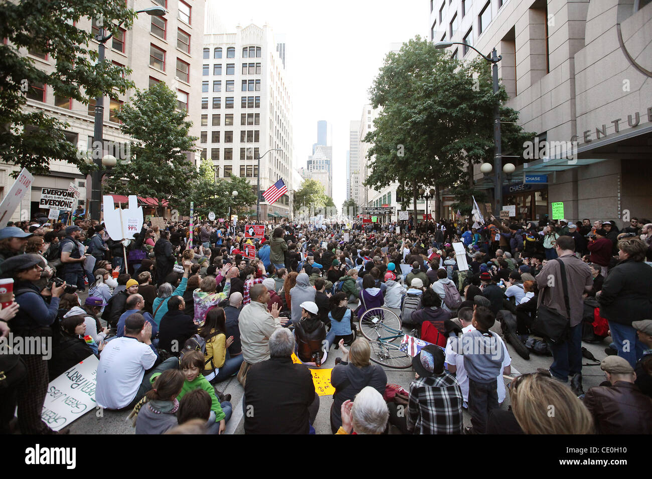Thousands march in downtown Seattle at Westlake Park and Pike Place ...