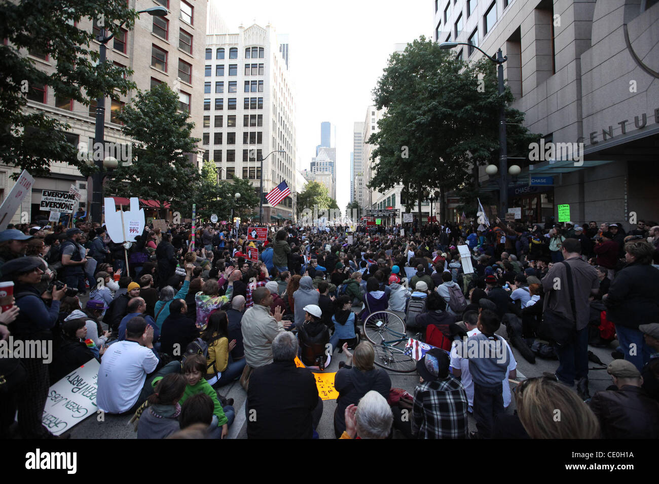 Thousands march in downtown Seattle at Westlake Park and Pike Place ...
