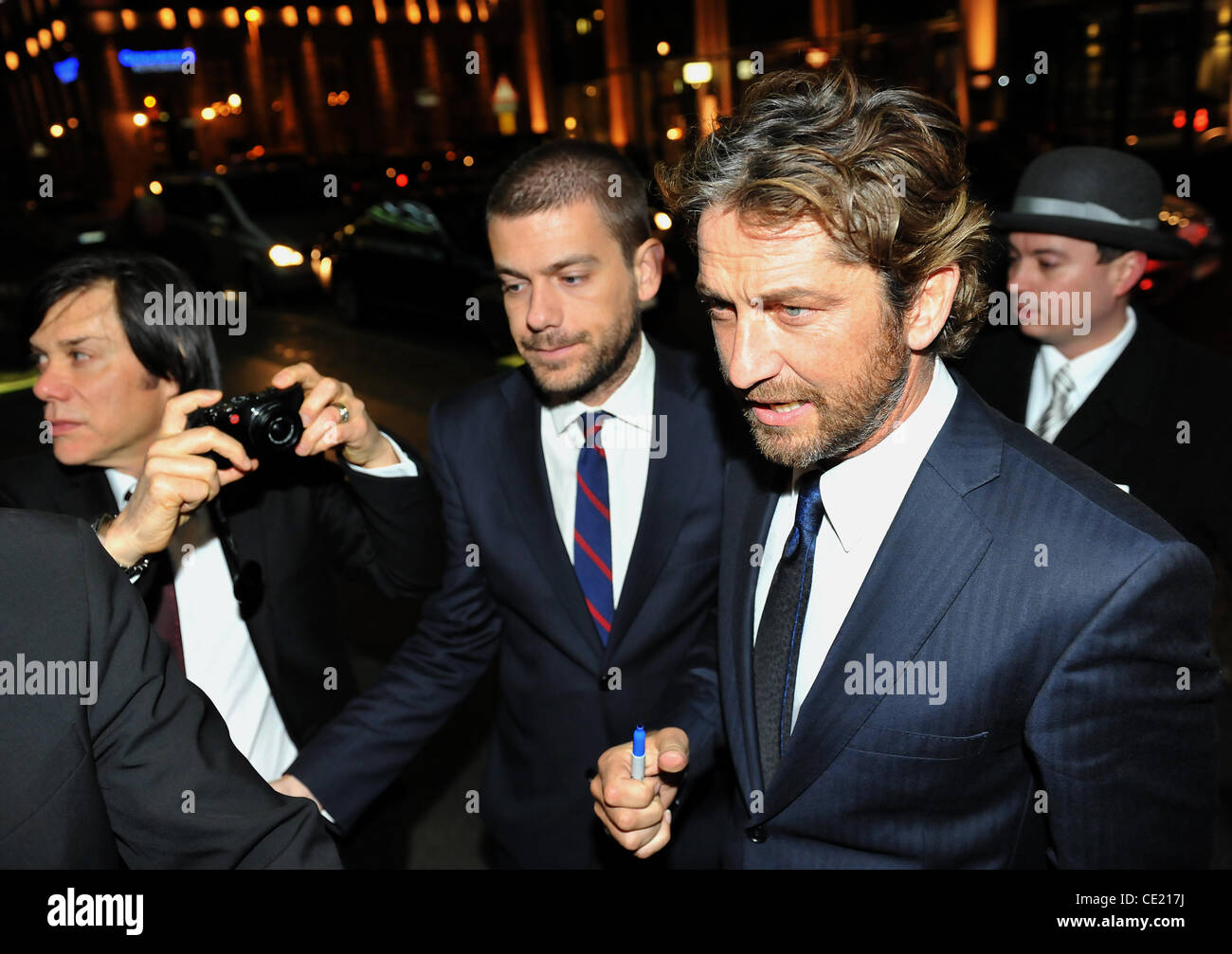 Gerard Butler arriving back at Regent hotel after the premiere of his ...