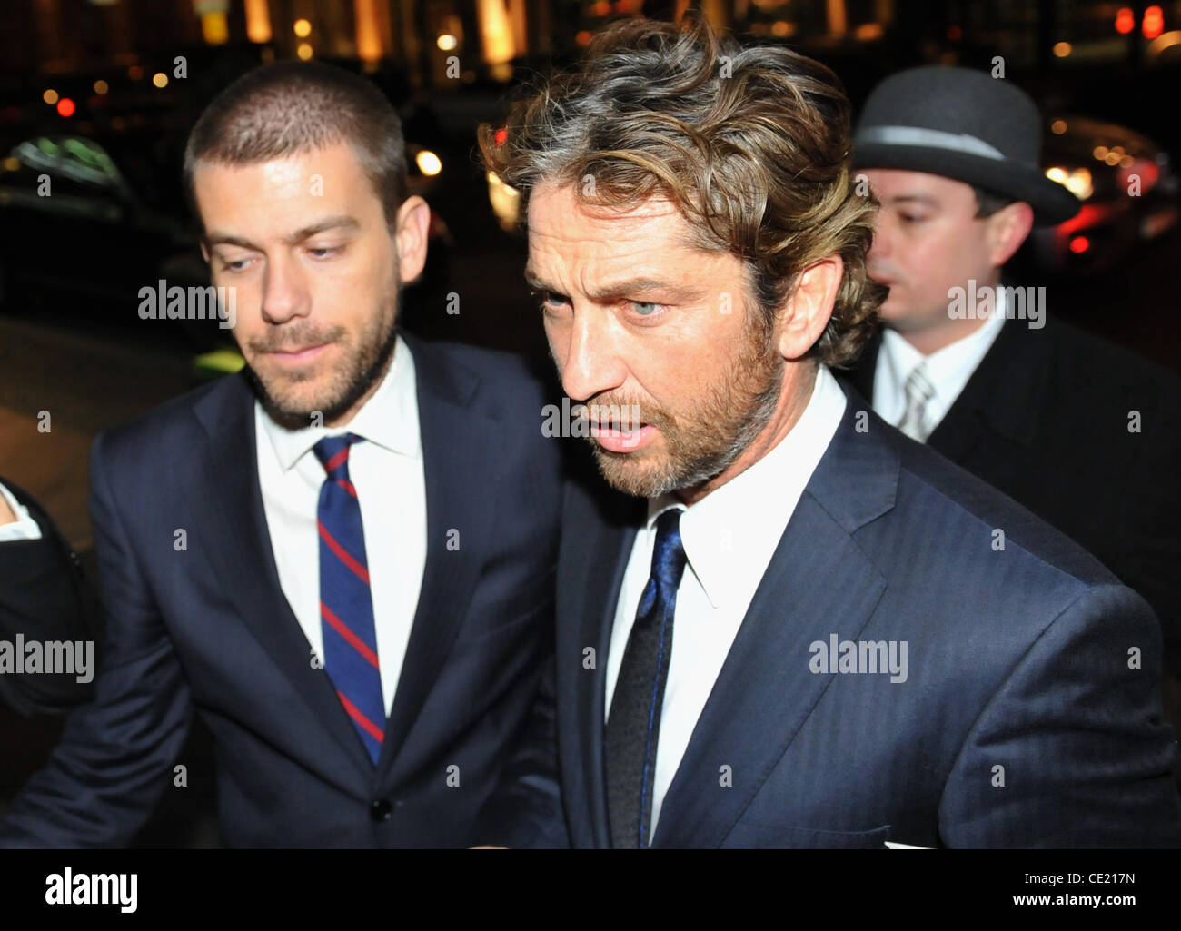 Gerard Butler arriving back at Regent hotel after the premiere of his ...