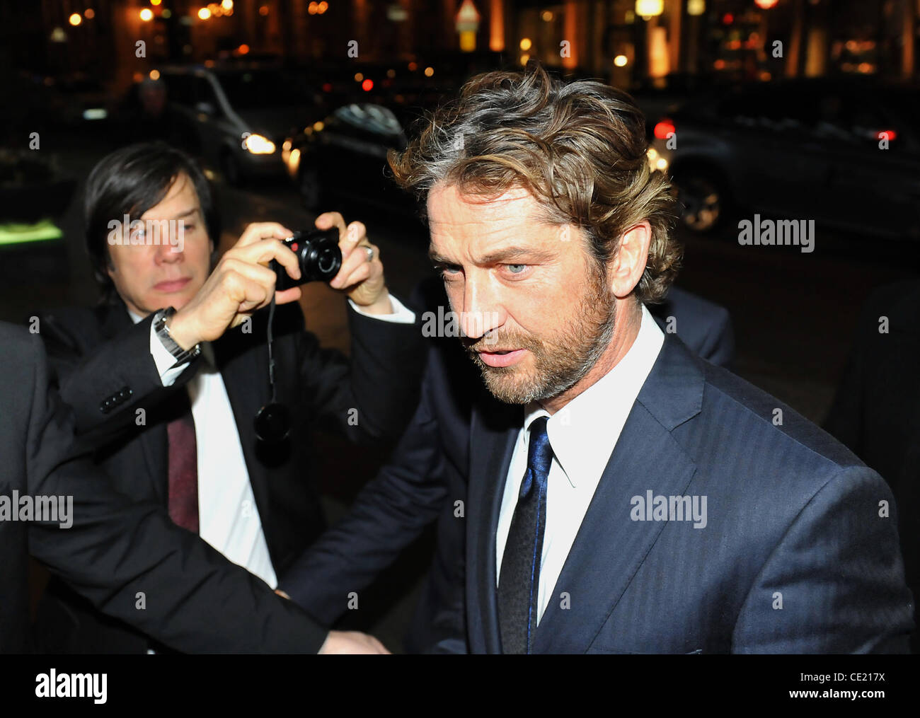 Gerard Butler arriving back at Regent hotel after the premiere of his ...