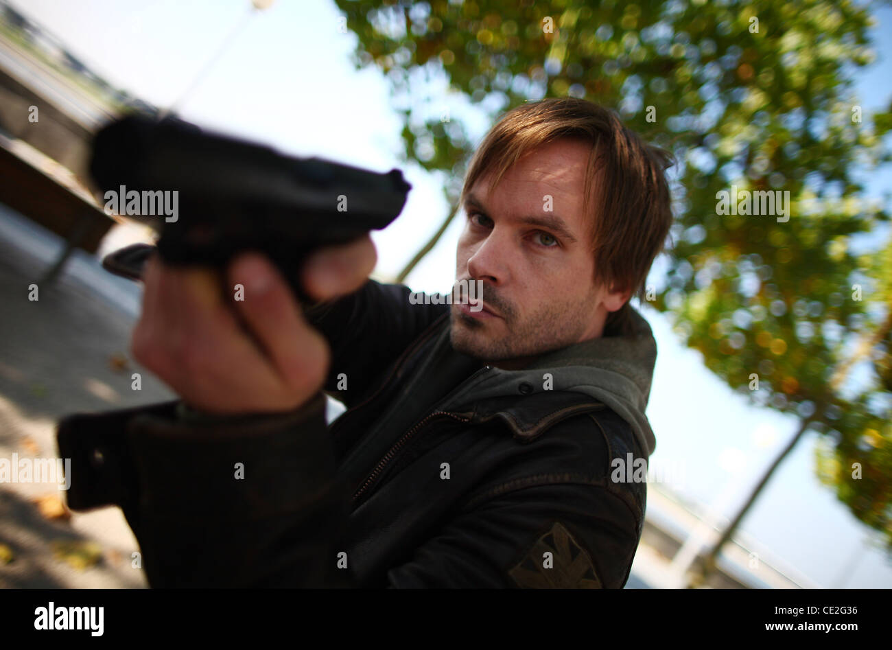Wanja Mues on the set of German ZDF TV show "Kommissar Stolberg" at ...