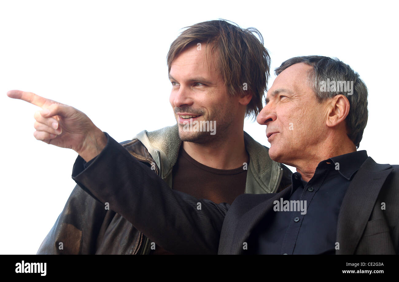 Wanja Mues, Rudolf Kowalski on the set of German ZDF TV show "Kommissar ...
