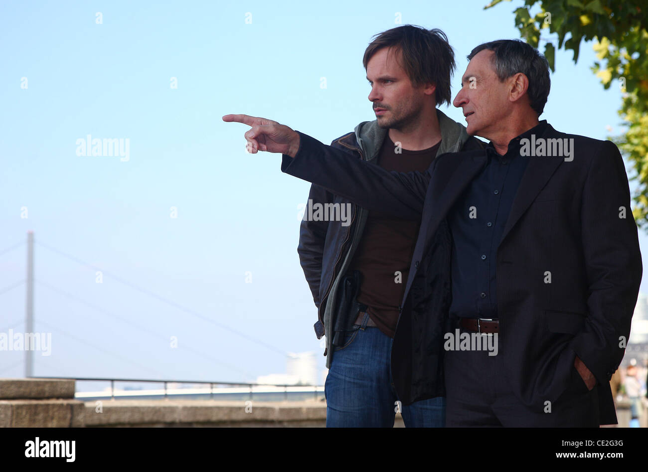Wanja Mues, Rudolf Kowalski on the set of German ZDF TV show "Kommissar ...