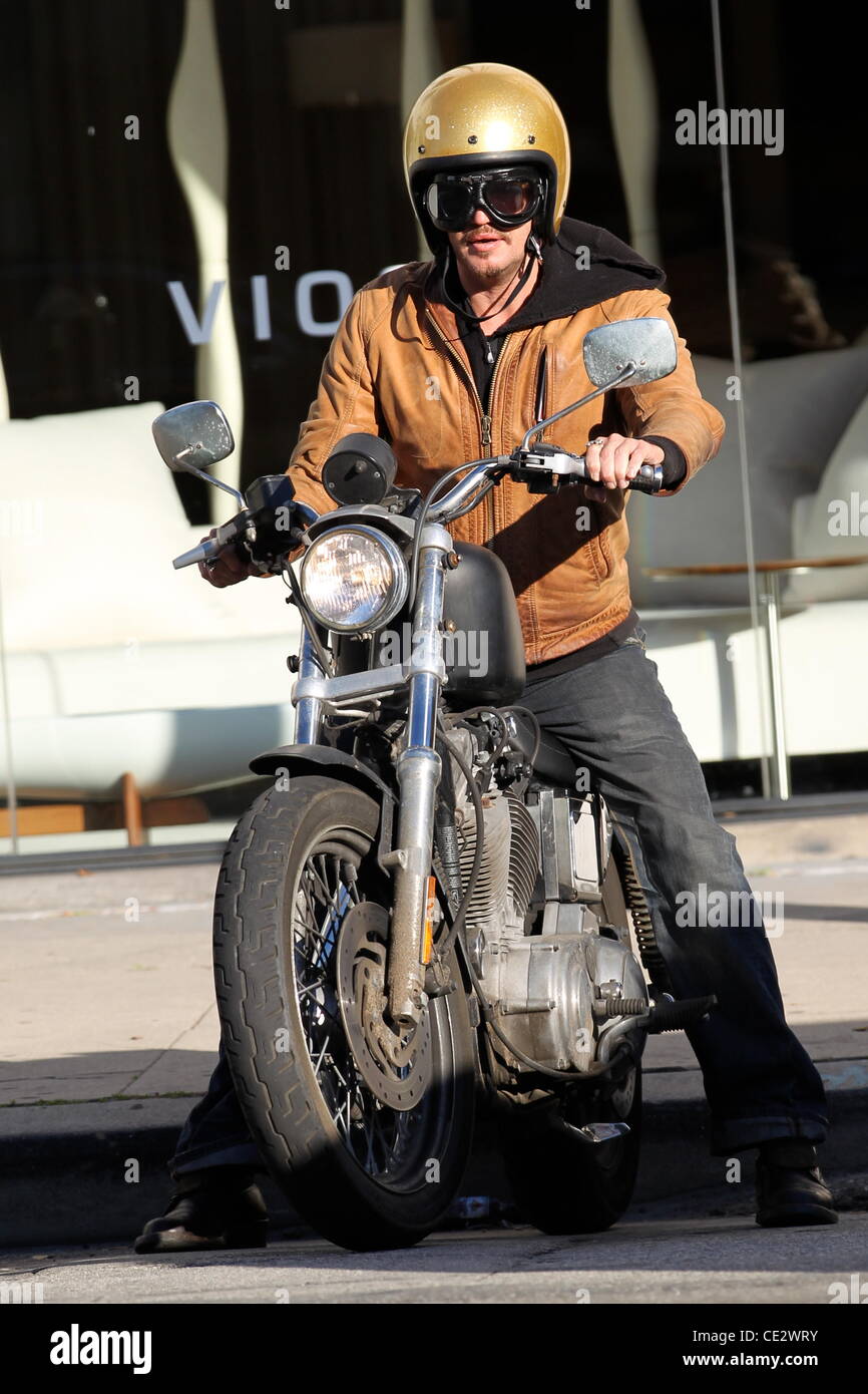 Timothy Olyphant out riding his motorcycle in Hollywood Los Angeles ...