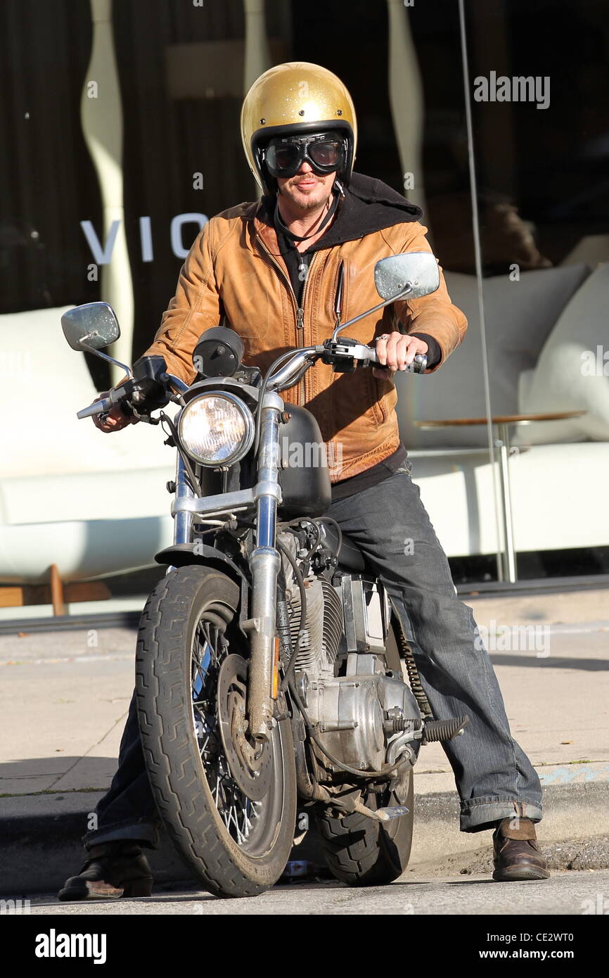 Timothy Olyphant out riding his motorcycle in Hollywood Los Angeles ...