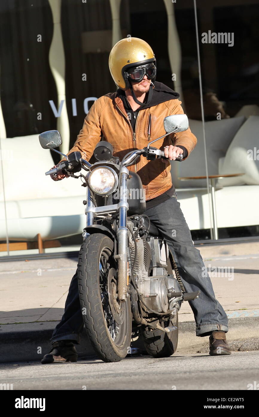 Timothy Olyphant out riding his motorcycle in Hollywood Los Angeles ...