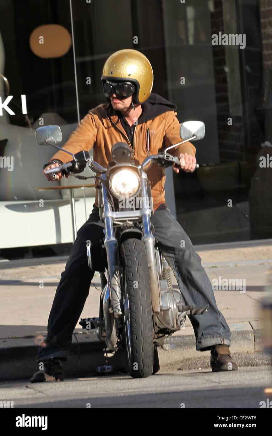 Timothy Olyphant out riding his motorcycle in Hollywood Los Angeles ...