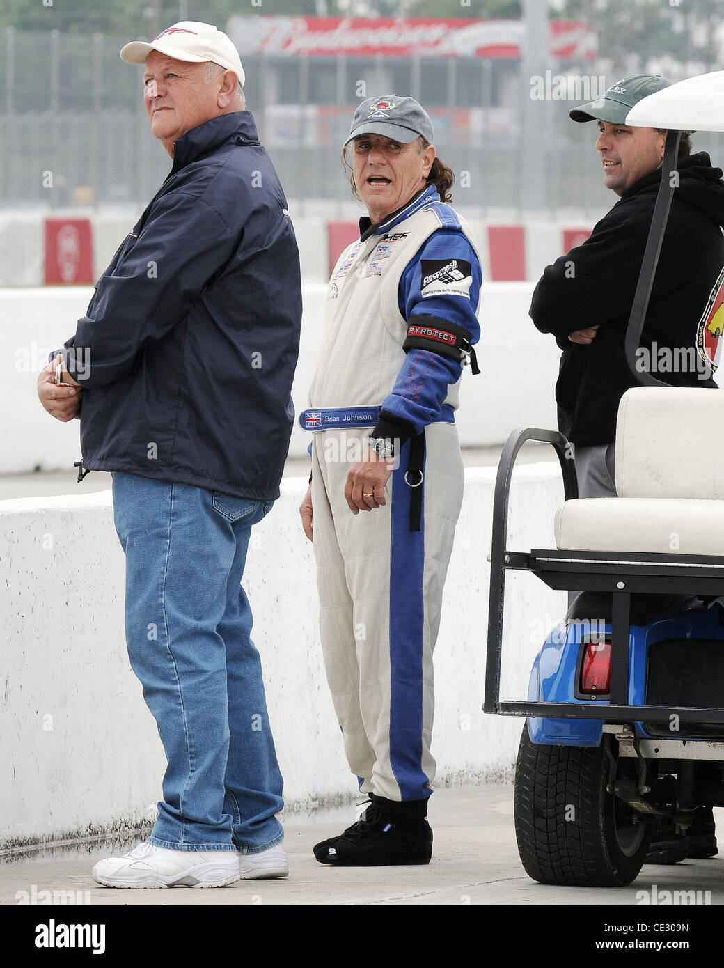 Brian Johnson of the band AC/DC competes in the Palm Beach Grand Prix ...