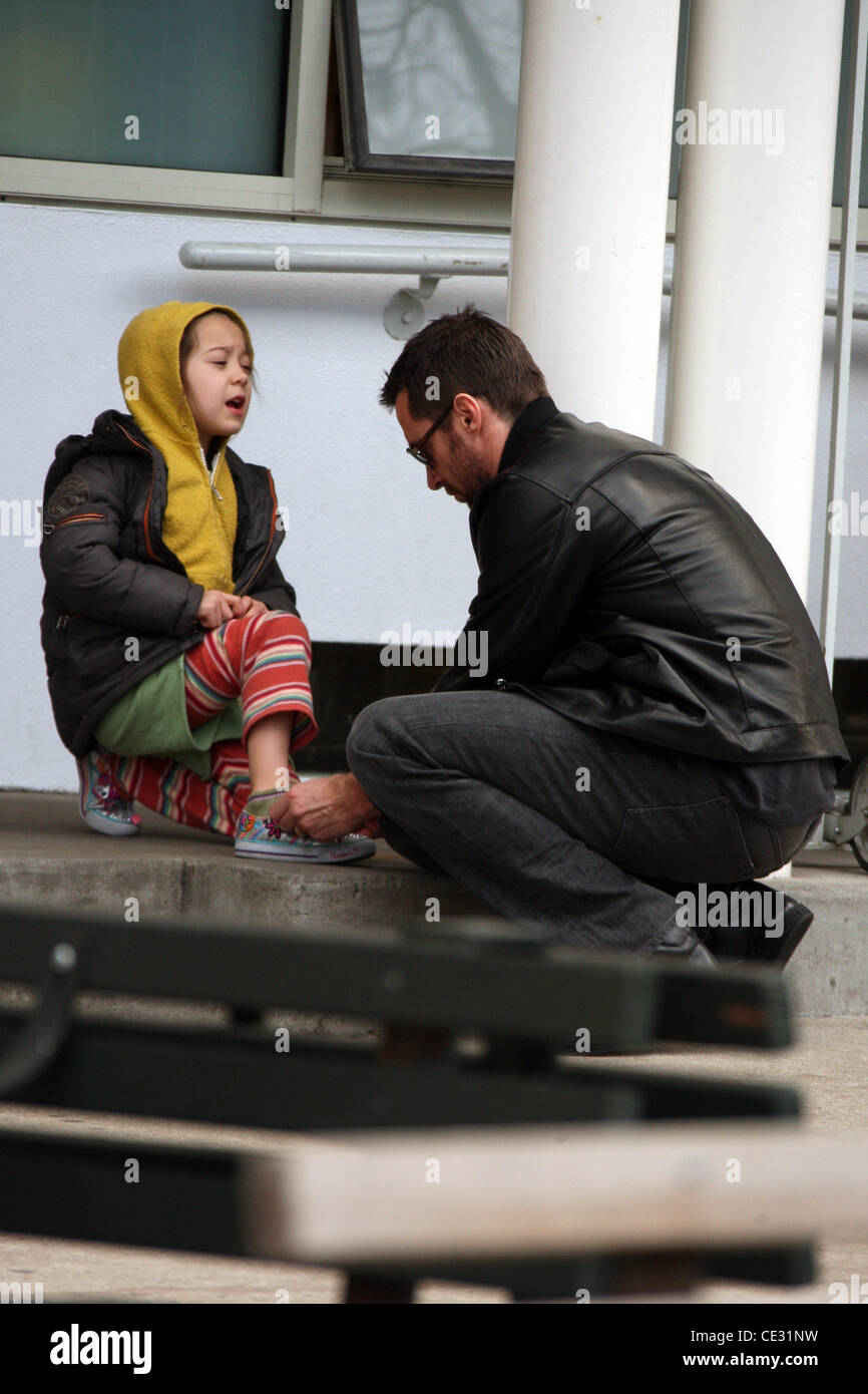 Hugh Jackman out for a walk with his daughter Ava Jackman New York City ...