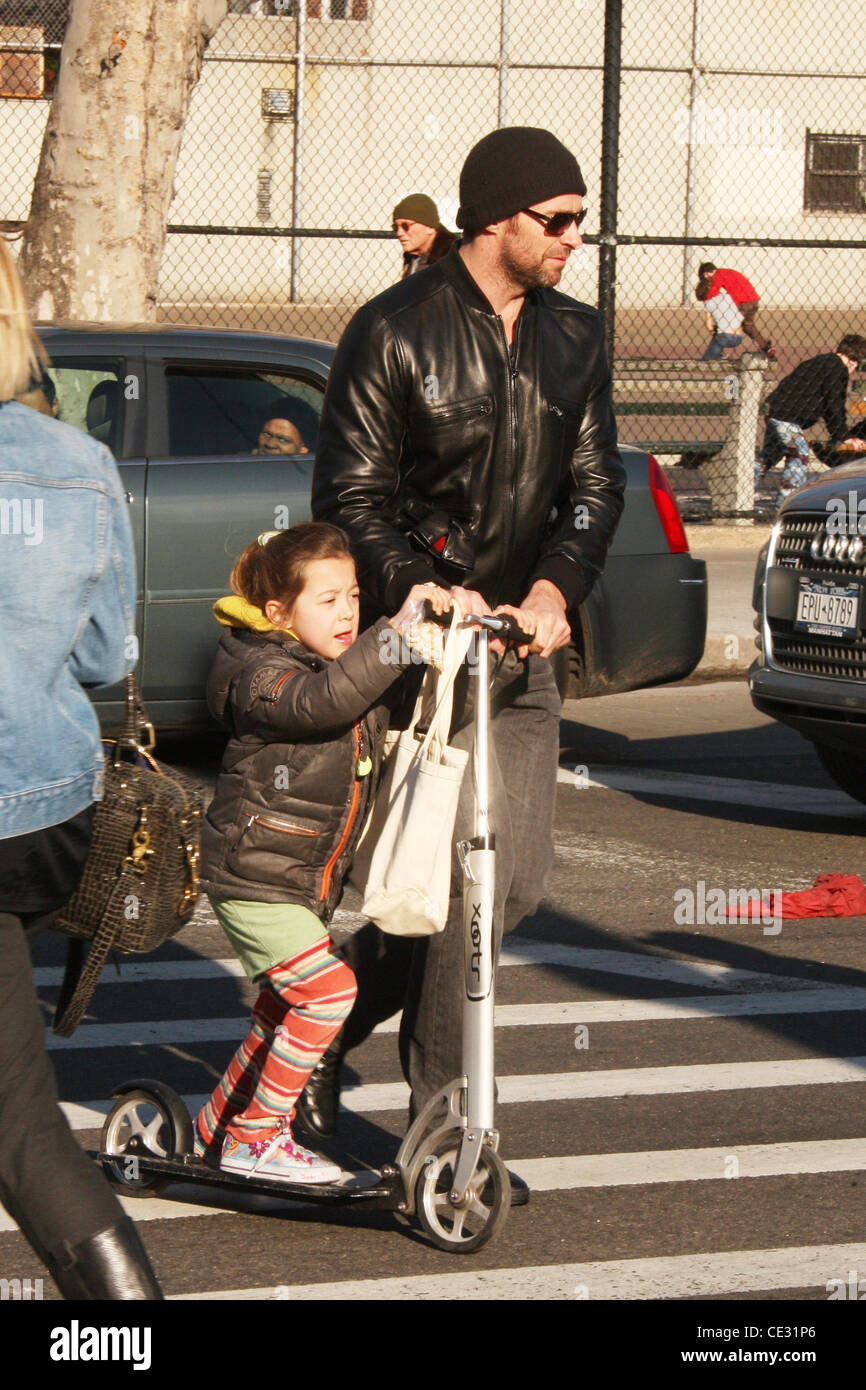 Hugh Jackman out for a walk with his daughter Ava Jackman New York City ...
