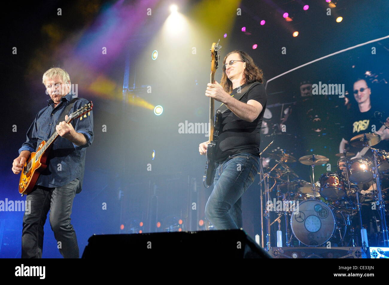 Canadian rock band Rush perform live at the Cruzan Amphitheater West ...