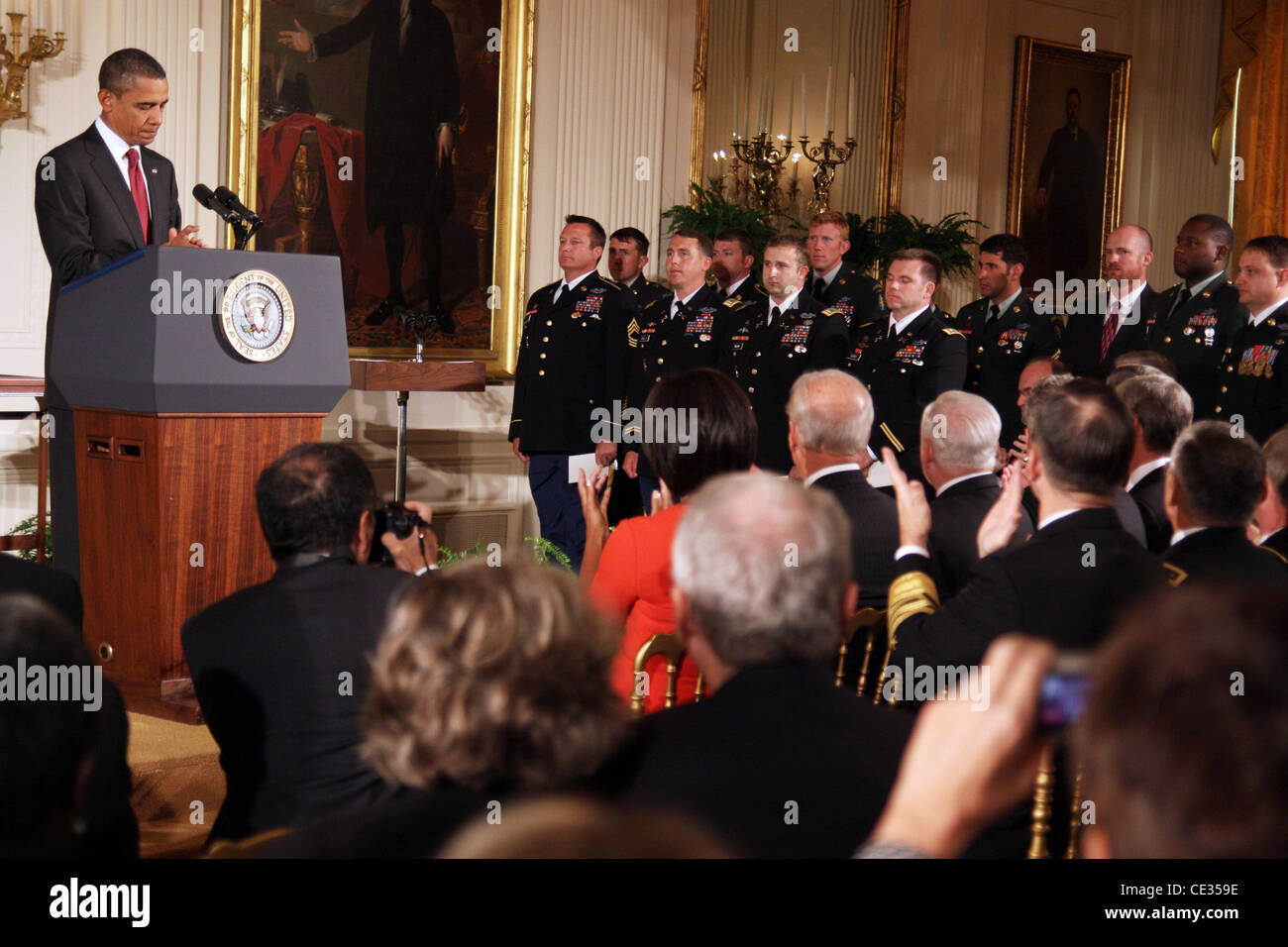 US President Barack Obama Medal of Honor ceremony in the East Room of ...