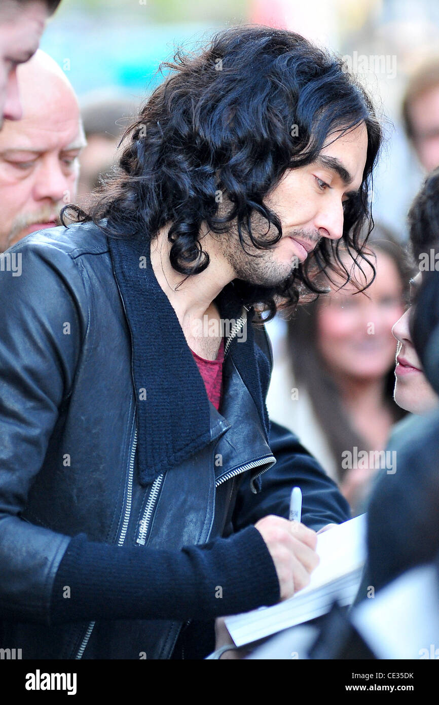 Russell Brand meeting fans outside Waterstones, where he signed copies ...