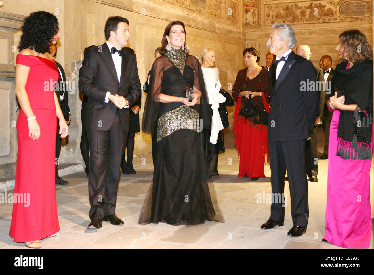 Princess Caroline of Monaco with Mayor Matteo Renzi and his wife at ...