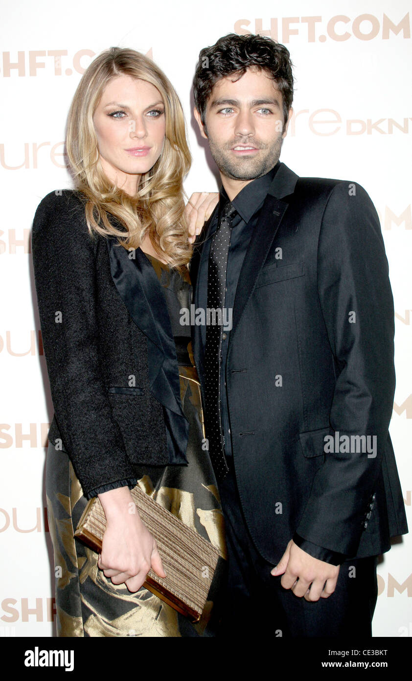 Angela Lindvall and Adrian Grenier at the launch of pure DKNY and SHFT ...