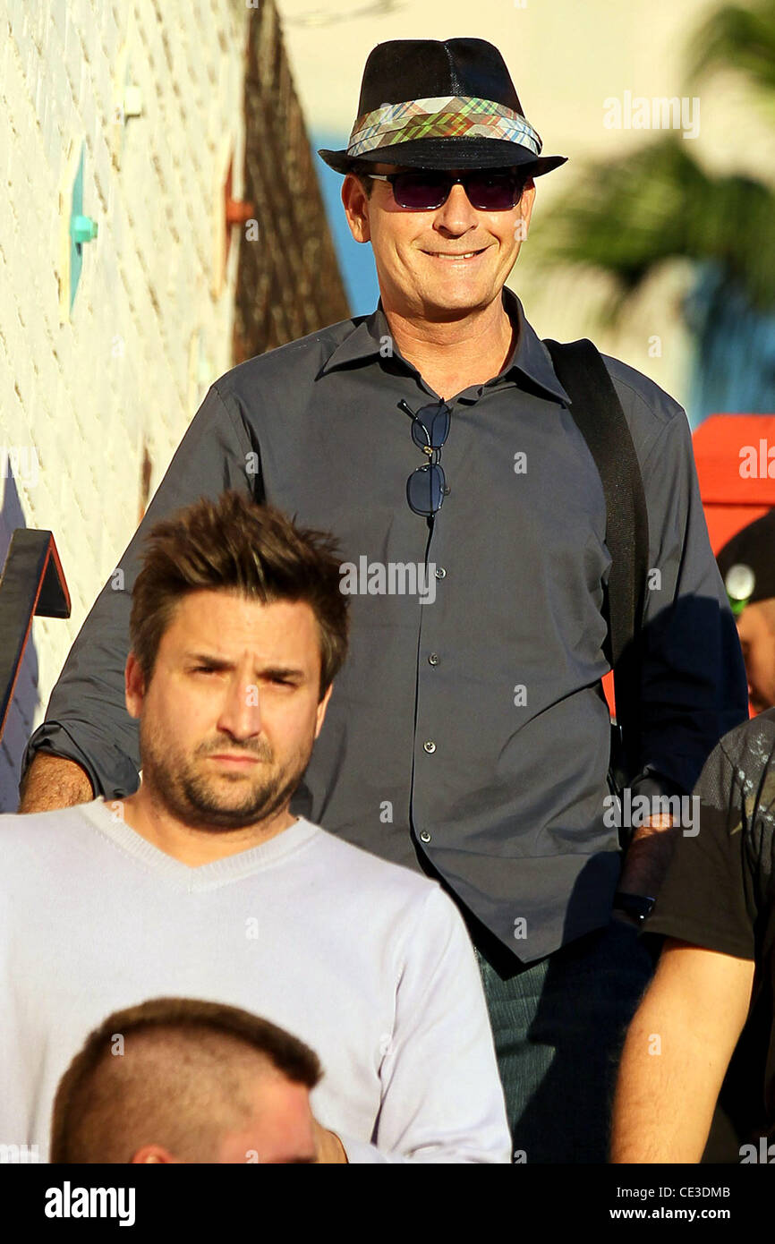 Charlie Sheen leaves the set of his new film 'She Wants Me'. Sheen is ...