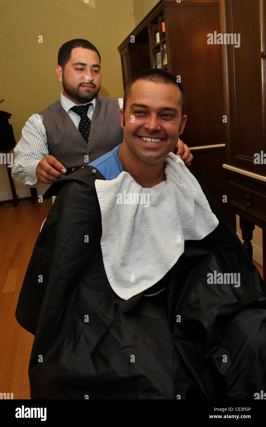 Nick Swisher New York Yankees outfielder getting his beard shaved at ...