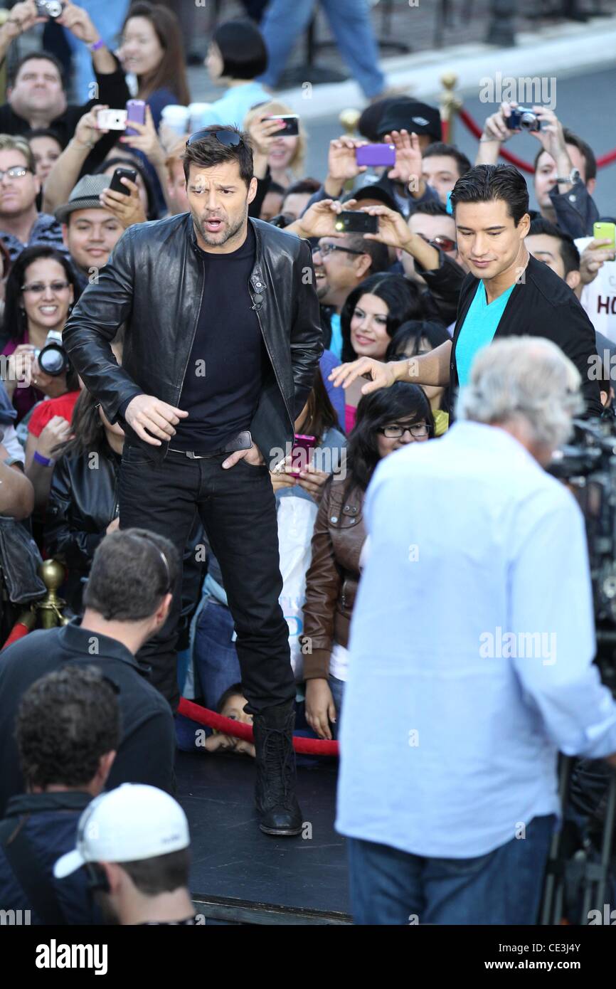 Ricky Martin films an interview for the entertainment television news ...