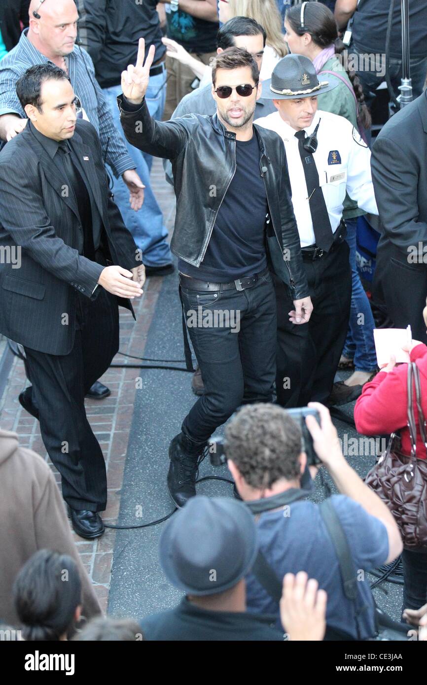 Ricky Martin films an interview for the entertainment television news ...