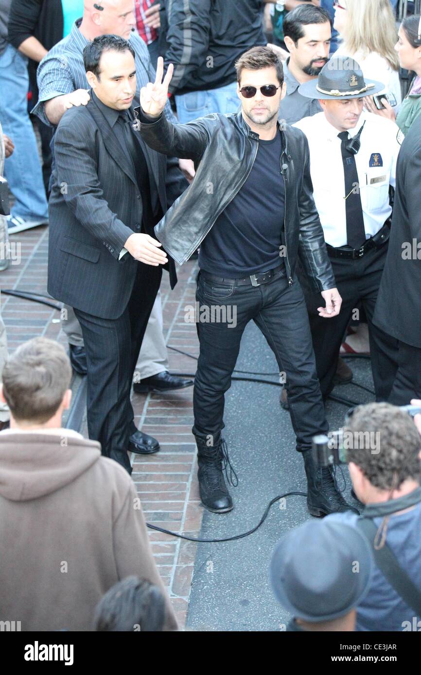 Ricky Martin films an interview for the entertainment television news ...