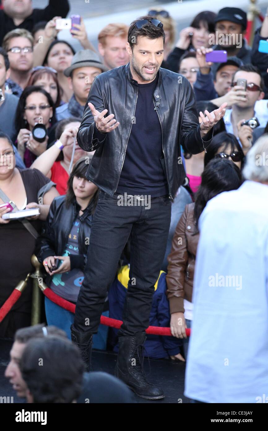 Ricky Martin films an interview for the entertainment television news ...