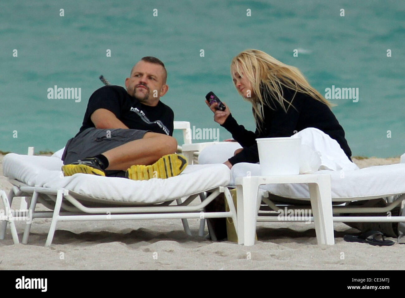 Chuck Liddell spends the day at the beach with his girlfriend. Miami ...