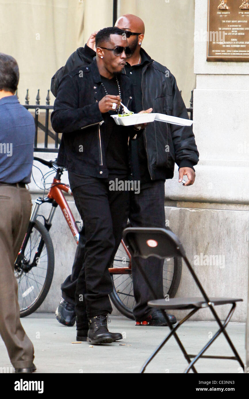 Sean Combs aka Diddy has some lunch on the set of his new music video ...