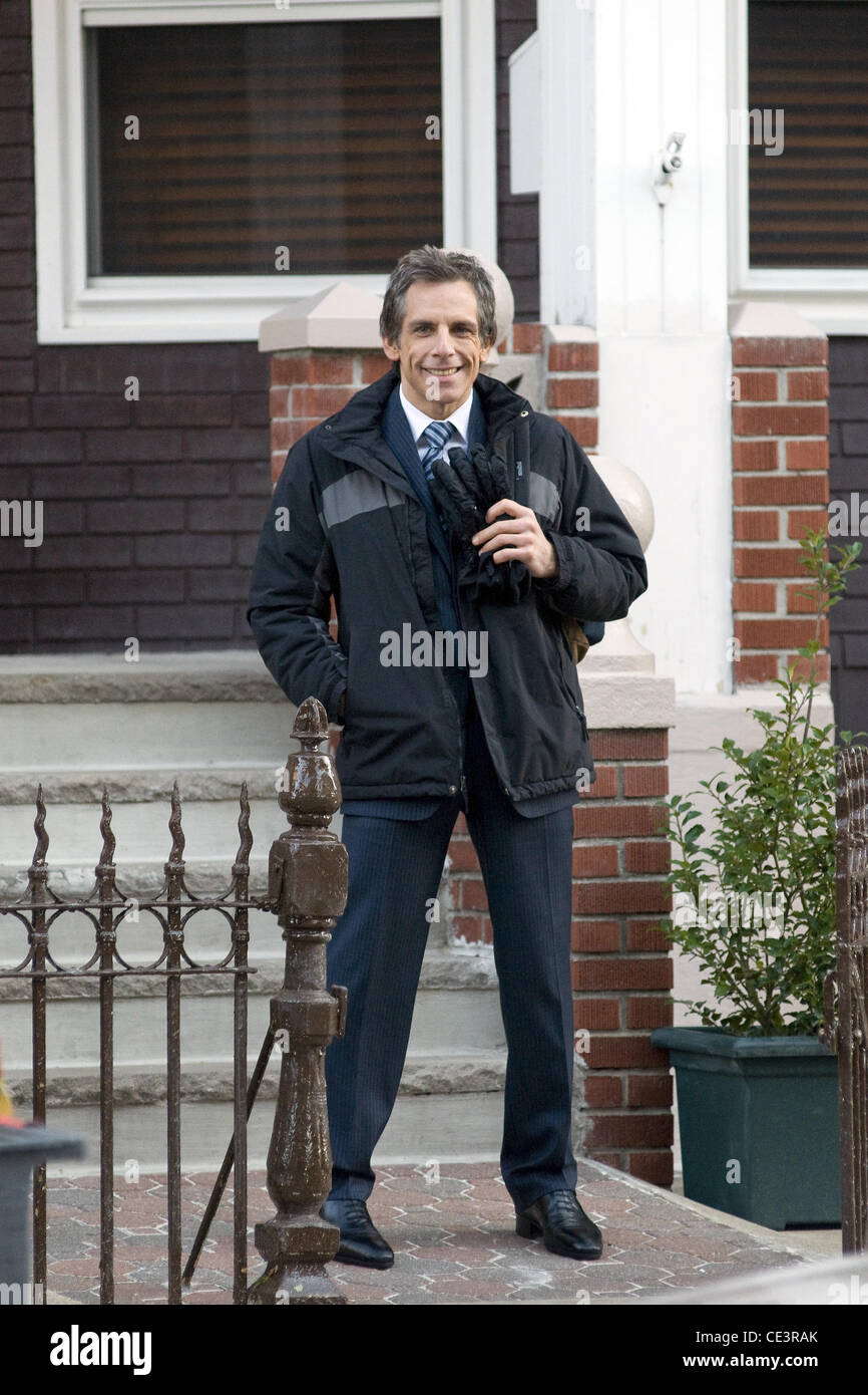 Ben Stiller on the set of 'Tower Heist' filming in Queens New York City ...