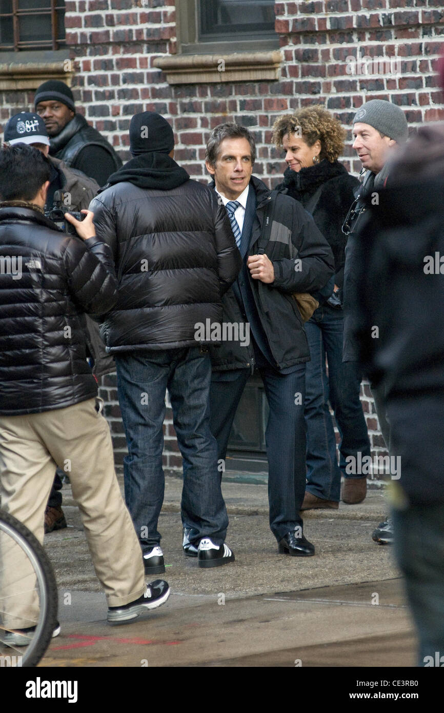 Ben Stiller and Eddie Murphy on the set of 'Tower Heist' filming in ...