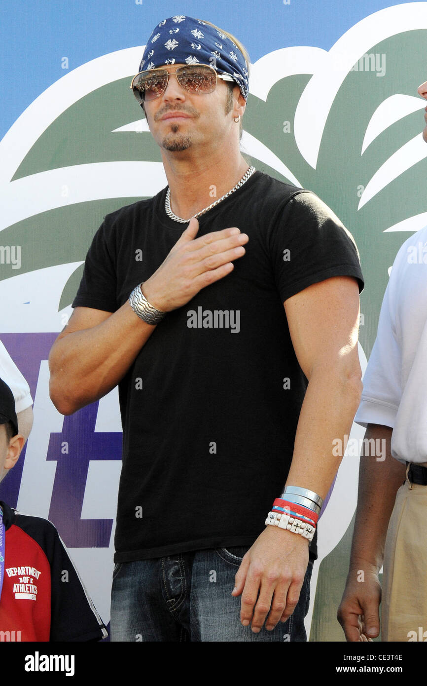 Bret Michaels appears as the Grand Marshal for the Ford 400 Nascar race ...