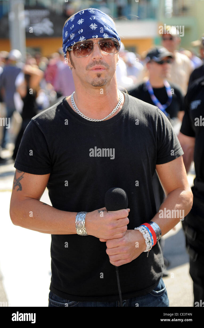 Bret Michaels appears as the Grand Marshal for the Ford 400 Nascar race ...