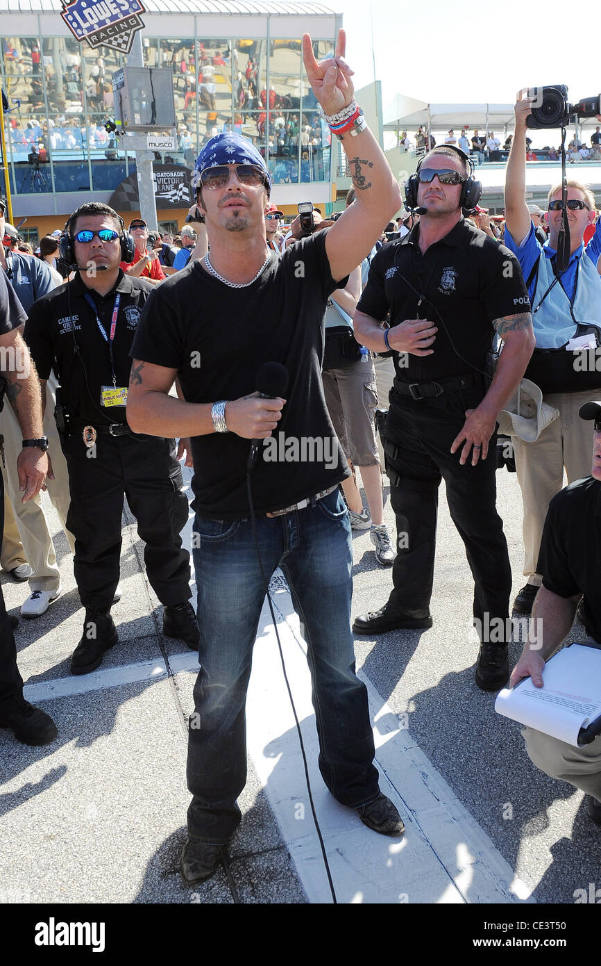 Bret Michaels appears as the Grand Marshal for the Ford 400 Nascar race ...