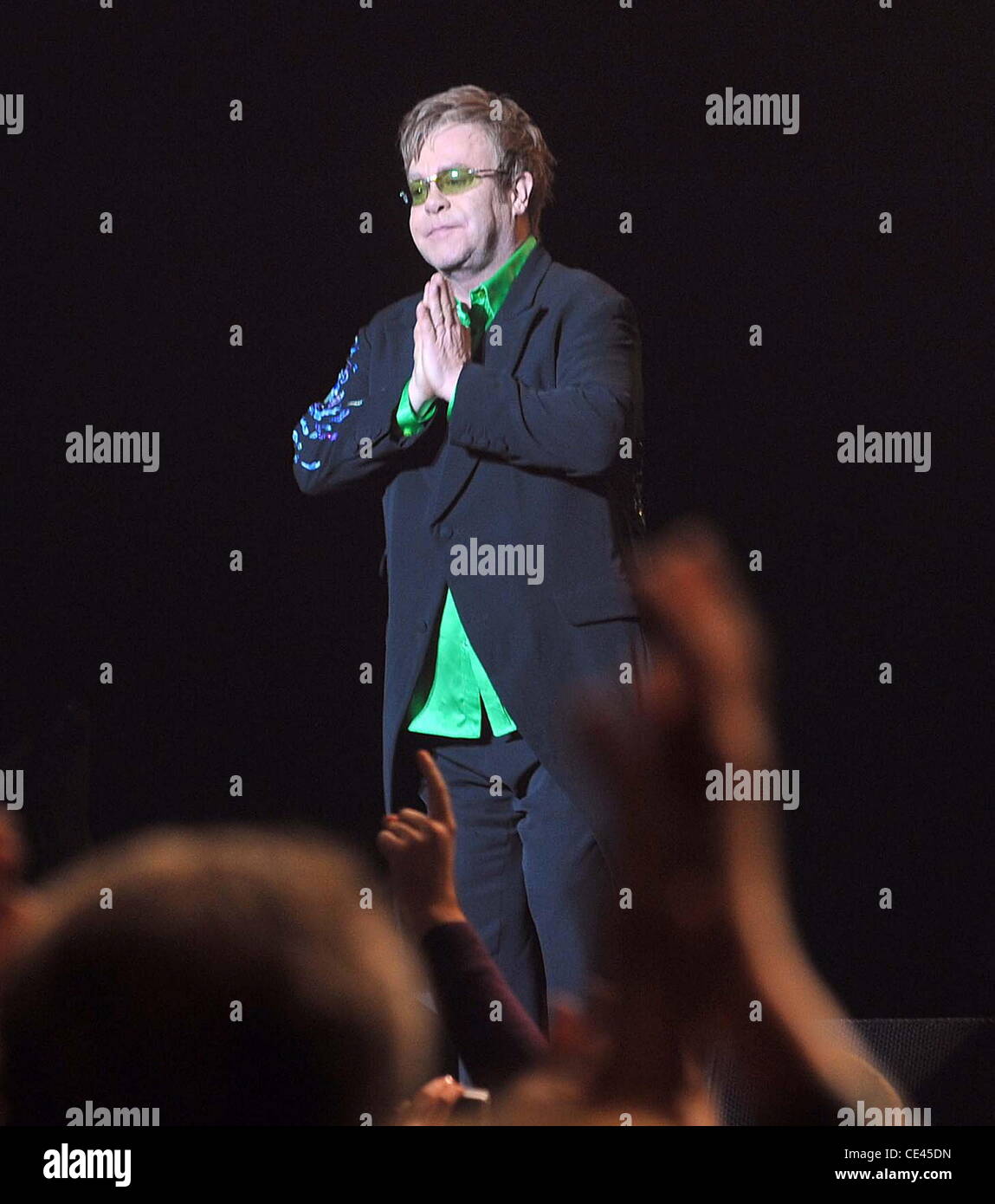 Elton John performs live during his tour at the O2 Arena in Dublin ...