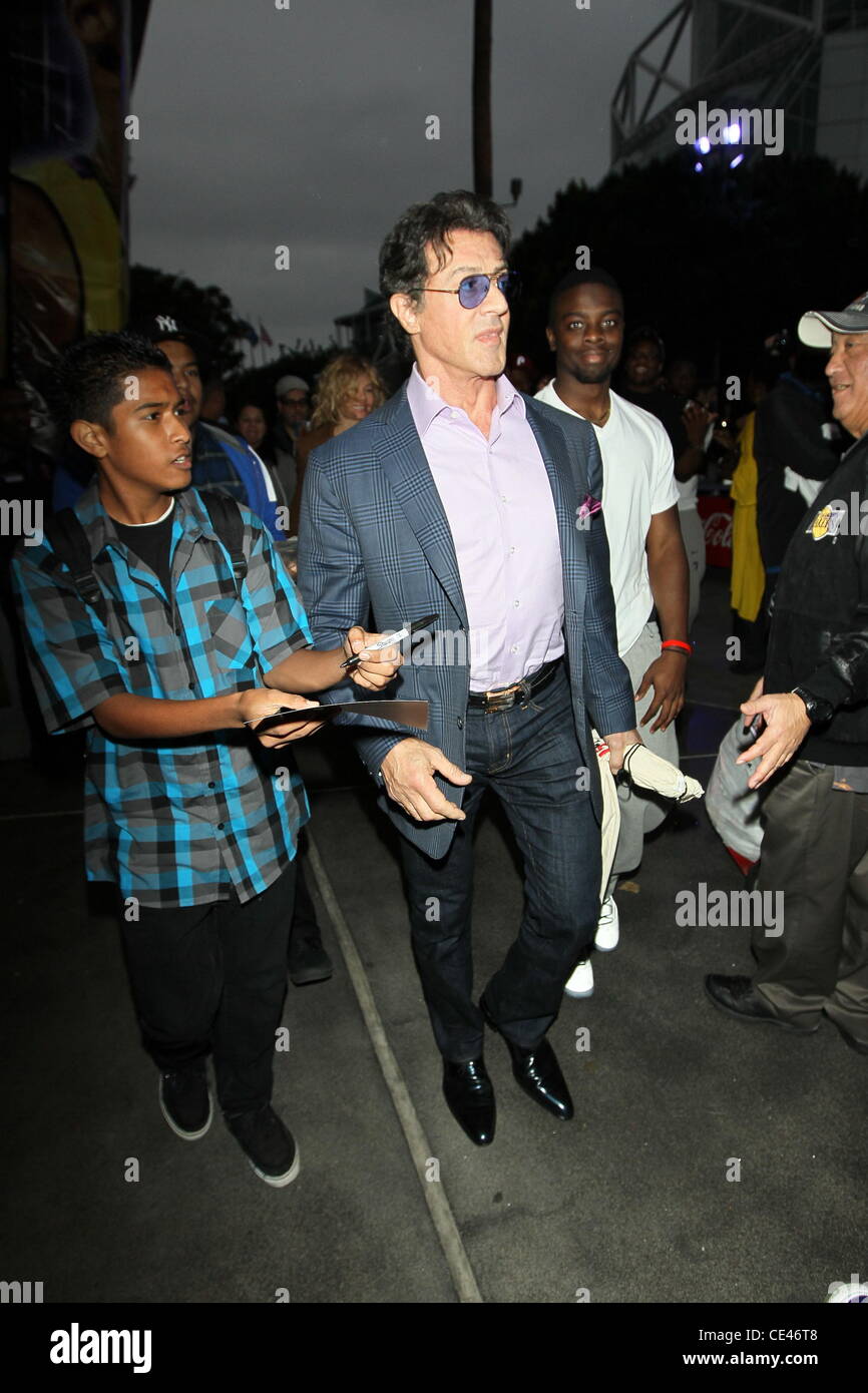 Sylvester Stallone Celebrities arrive for the LA Lakers vs. Miami Heat ...